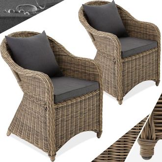 TecTake Lot de 2 fauteuils de jardin en rotin avec cadre en aluminium Tressage aspect naturel
