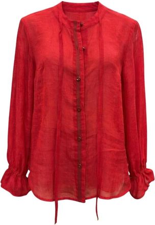 Maliparmi Maliparmi, Femme, Blouses et Chemises, Rouge, Taille: 46 FR Chemise en lin avec poignets &eacute;lastiques