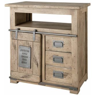 Massivmoebel24 Commode 80x45 Manguier laqu&eacute; blanchi railway 310