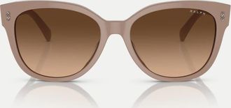 Ralph Lauren Cat-Eye-Sonnenbrille mit klassischen Gl&auml;sern in gl&auml;nzendem Beige-Neutral