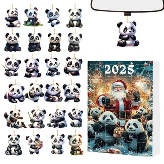 Generico Adventskalender Zur&uuml;ck Weihnachten, 24 St&uuml;ck, Anh&auml;nger f&uuml;r Panda-Schmuck, flaches Design mit lustigem Aussehen und Winterdekoration, kreatives Advents