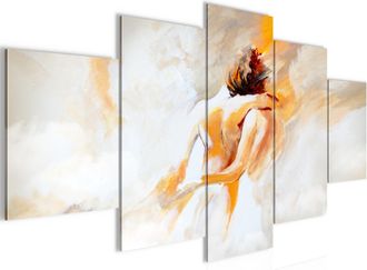 Runa Art Bilder Abstrakt 200L x 100B cm 5 Teilig XXL Wanddekoration Design Liebespaar Umarmung Orange Grau 051051a