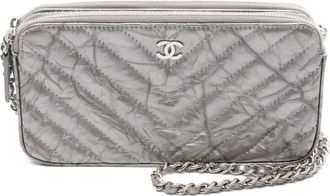 Chanel Gestepptes Portemonnaie - Silber
