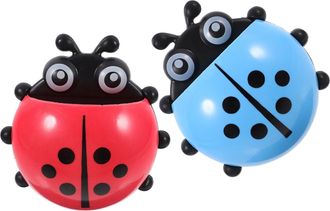 Valiclud 2 St&uuml;ck Pack Wand Zahnb&uuml;rstenhalter mit Saugnapf Marienk&auml;fer Design Einfache Montage Platzsparend f&uuml;r Badezimmer