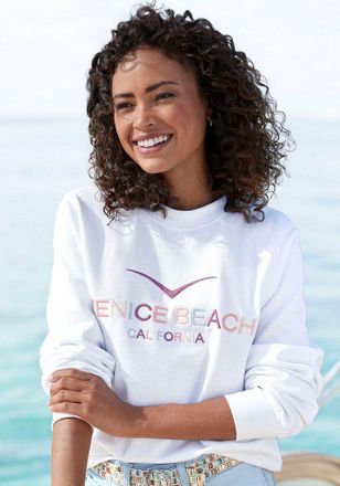 Venice Beach Sweatshirt mit gro&szlig;er Logostickerei, sportlich-casual