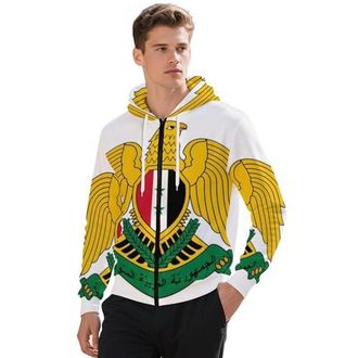 Generic Sweat À Capuche avec Fermeture Éclair Intégrale Et Homme Syrie Arabe Emblème National Coupe Ample Confortable Poches Pratiques Style Classique Polyval