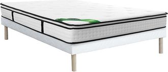 Vente-Unique Set 160 x 200 cm - Boxspringbett + Taschenfederkernmatratze 7 Zonen mit integriertem Topper und Bambusbezug 23 cm - TAREVO von NATUREA