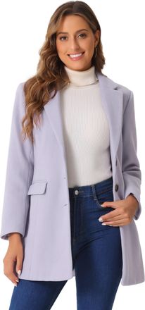 Allegra K Cabanjacke f&uuml;r Damen, einreihiger, langer Wintermantel, Dusty Purple (purpur), S