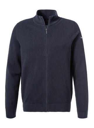 Bugatti Herren Cardigan blau Baumwolle unifarben