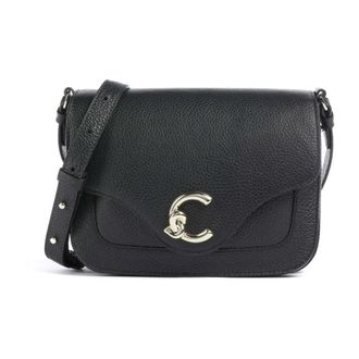 Coccinelle Schwarze Leder-Umh&auml;ngetasche mit Vordertasche - - Bags - Damen - Schwarzk - ONE SIZE