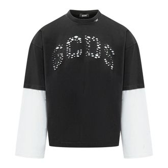 GCDS Laser Logo Longsleeve T-Shirt - - Tops - Herren - Schwarzk - L