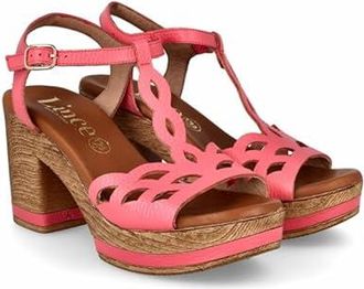 Lince Lince Sandales Tacon Comodo | Semelle en caoutchouc | Semelle intérieure en gel | V50851 | Fabriquées en Espagne, corail, 38 EU