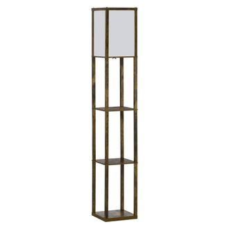 HOMCOM Stehlampe mit Regalen, Wohnzimmer Stehleuchte mit E27 Fassung bis 40W, Nachttischlampe mit Lampenschirm, Standlampe f&uuml;r Schlafzimmer, Arbeitszimmer, B