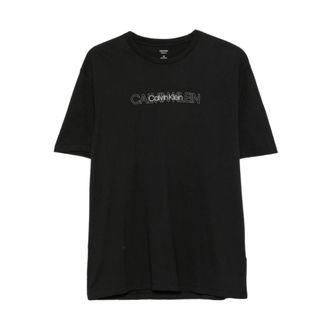 Calvin Klein Crewneck-T-Shirt mit wiederholtem Logo - - Tops - Herren - Schwarzk - XL
