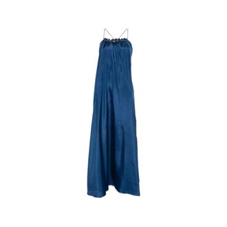 Zimmermann Robe Maxi Aster Perl&eacute;e et Fronc&eacute;e - Femme - Robes - Bleu - Taille: 40 FR