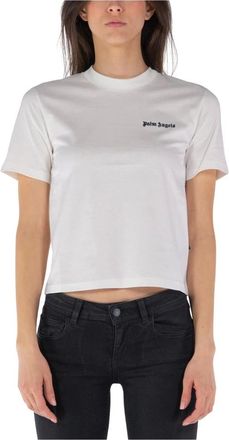 Palm Angels Femme, Tops, Blanc, Taille: 44 FR T-shirt Classic Logo