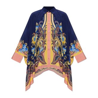 Etro Seidenhemd mit asymmetrischem Schnitt - - Blouses & Shirts - Damen - Blau - 2XS