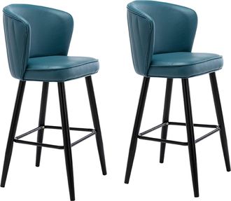 Generic Barhocker-Set (2er-Set), Tresenhocker mit Armlehnen und R&uuml;ckenlehne, Hochst&uuml;hle mit Sitzfl&auml;che aus PU-Leder f&uuml;r die K&uuml;che