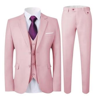 Generic Ensemble 3 pièces pour homme - Coupe ajustée - Deux boutons - Veste solide - Gilet et pantalon - Costume de mariage daffaires, 83, 3XL