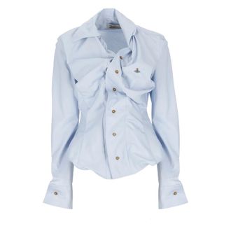 Vivienne Westwood Femme, Blouses et Chemises, Bleu, Taille: 36 FR Chemise Col Asym&eacute;trique Bleu Clair