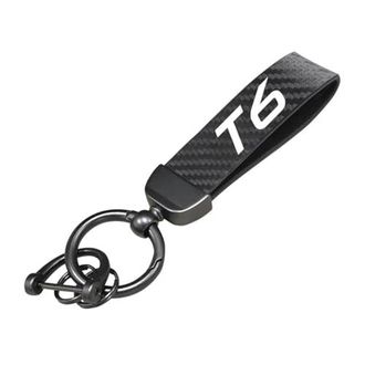 Generic Porte-clés De Voiture De Style Fibre De Carbone Pour T6 Porte-clés Amovible Rotatif À 360 ° Avec Anneau En D Et Tournevis Anti-perte