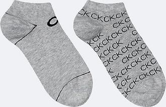 Calvin Klein Lot de 2 paires de chaussettes de cheville avec logo en coton peigné doux