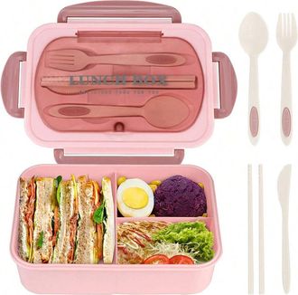 Generic Wasserdichte Lunchbox mit L&ouml;ffel, Gabel und St&auml;bchen, zuverl&auml;ssig und langlebig, sicher und umweltfreundlich f&uuml;r Erwachsene, Kinder, Studenten, B&uuml;ro, 