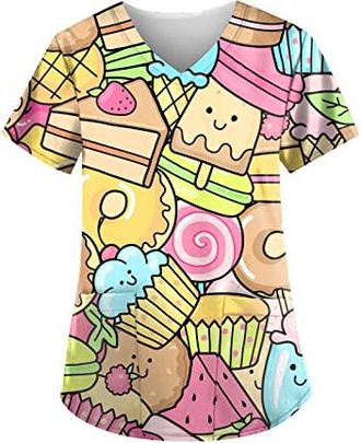 Generic Mes Commandes,Tenue Aide Soignante Femme Chemisier Femme Chic Et Élégant Blouse Medicale Femme Col en V Shirts Dété Haut T-Shirts Manches Courtes Femm