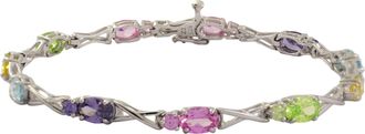 Tiamia Damen-Armband aus 925er Sterlingsilber, künstlicher rosa Saphir und farbiger Zirkonia, Länge 18 cm, B6086PCRWCZSS, 7.25 inches, Halbedelsteine, Zirkon