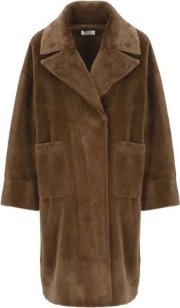 Betta Corradi Femme, Vestes, Brun, Taille: 42 FR Manteau Crois&eacute; en Fausse Fourrure