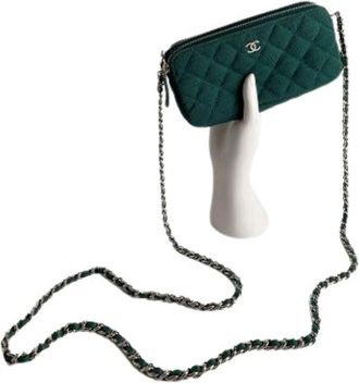 Chanel Pochette en tissu doccasion - Femme - Pre-owned - Vert - Taille: ONE Size