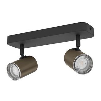 Eglo Deckenlampe Consuma 1, Spotbalken 2-flammig, Spot Deckenleuchte Badezimmer, Badlampe Decke aus Metall in Schwarz und Bronze, Deckenstrahler mit GU10 F
