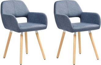 Beliani Beliani - Esszimmerstuhl 2er Set Marineblau Polsterbezug Holzbeine Retro-Stil