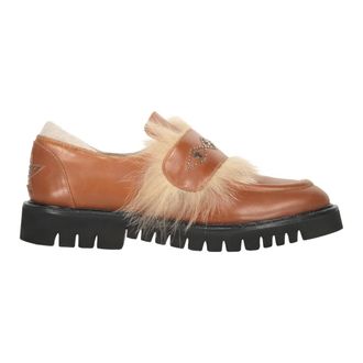 Lorena Antoniazzi Loafer aus Leder mit Fuchs-Pelzbesatz - - Shoes - Damen - Braun - 39 EU