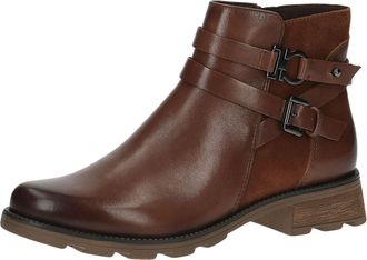 Caprice Damen Stiefeletten ohne Absatz Airmotion aus Leder Flach Weite G, Braun (Cognac Comb), 37.5 EU