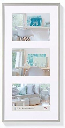 Walther Design Cadre Photo Argent 3X 15x20 cm galerie avec Passe-Partout, Cadre Plastique New Lifestyle KV320S
