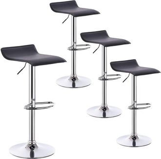 Woltu Woltu - Lot de 4 Tabourets de bar en similicuir Tabourets de bar pivotant, hauteur r&eacute;glable, Noir