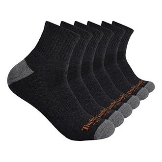 Timberland Mens TB219980TA Performance Quarter Length Socks 6-Pack - Large - Charcoal Heather
