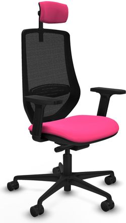 Piqueras y Crespo Ergonomischer Computerstuhl mit 2D-Armen, h&ouml;henverstellbare Lendenwirbelst&uuml;tze und h&ouml;henverstellbares Kopfteil, Schwarz/Rosa