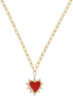 Singularu Collier Amour. Laiton avec finition plaqué or 18kt. Pendentif avec émail et zirconias. Bijoux pour femme