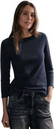 Cecil B317389 T-Shirt Basique en Coton avec col Bateau, Bleu Universel, XXL Femme