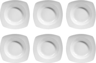 Sänger | Suppenteller Markant in Weiß, 6-teiliges Suppenschalen Set für 6 Personen, Schalen-Set aus Porzellan, Eckig | PREMIUM COLLECTION