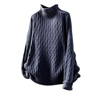 Generic Pulls pour femmes pulls tricotés hauts dautomne pulls pull à manches longues hauts col sweat-shirt de Noël pour femme taille sweat femme pull femme gr