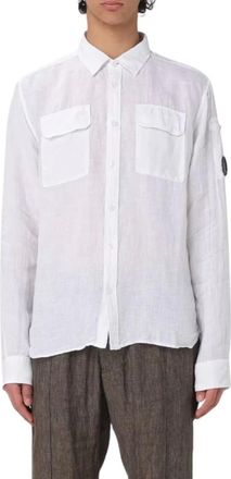 C.P. Company C.p. Company, Homme, Chemises, Beige, Taille: L Chemise &agrave; Manches Courtes en Lin