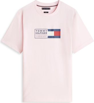 Tommy Hilfiger T-Shirt aus Baumwolle mit Label-Frontprint, Regular Fit in