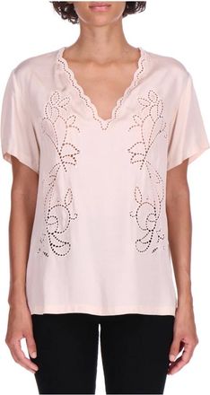 Ermanno Scervino Femme, Tops, Blanc, Taille: 42 FR V-neck Top