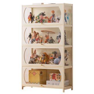 Generic Transparente Vitrine, Display Cabinet mit Hochklappbaren Türen, Große Lagerkapazität, for Spielzimmer, Büro(White 4,80cm/31.5in)