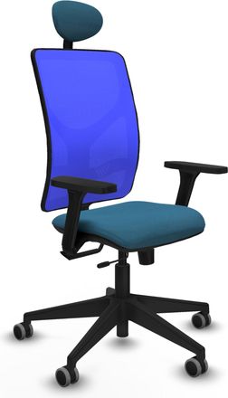 Piqueras y Crespo 24-Stunden-B&uuml;rostuhl mit 3D-Armen, h&ouml;henverstellbarer Lendenwirbelst&uuml;tze und festem Kopfteil, ausgestattet mit Syncro/Traslack und Schneidschaum, Blau