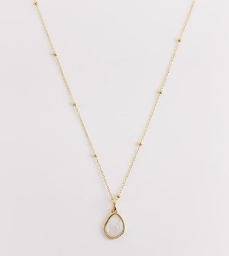 Abbott Lyon Collier en acier inoxydable plaqu&eacute; 18 carats avec pendentif pierre de lune - Dor&eacute;