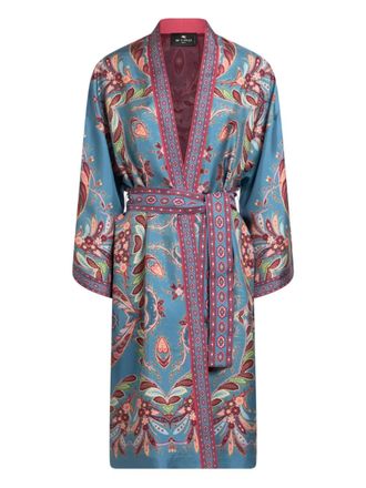 Etro manteau ceinturé Kesa à motif cachemire - Bleu